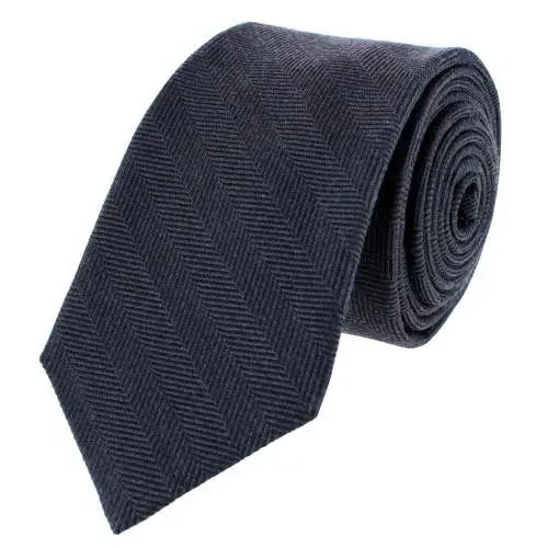 Trafalgar Classy Herringbone Wool Blend Business Necktie - Black