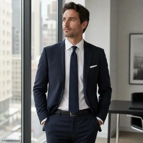 Trafalgar Classy Herringbone Wool Blend Business Necktie - Black