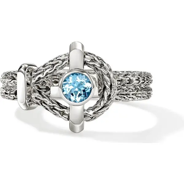John Hardy Icon Ring, Sterling Swiss Blue Topaz, 4mm - Silver
