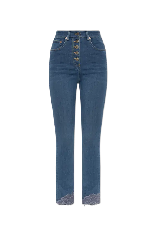 Valentino Garavani Jeans With Lace-trimmed Legs - Blue