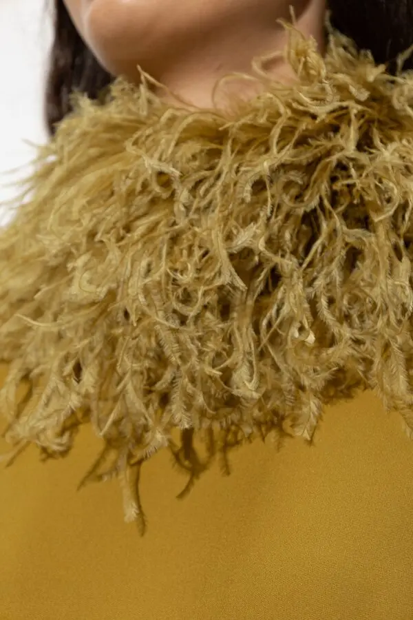 Valentino Garavani Silk Dress With Ostrich Feathers