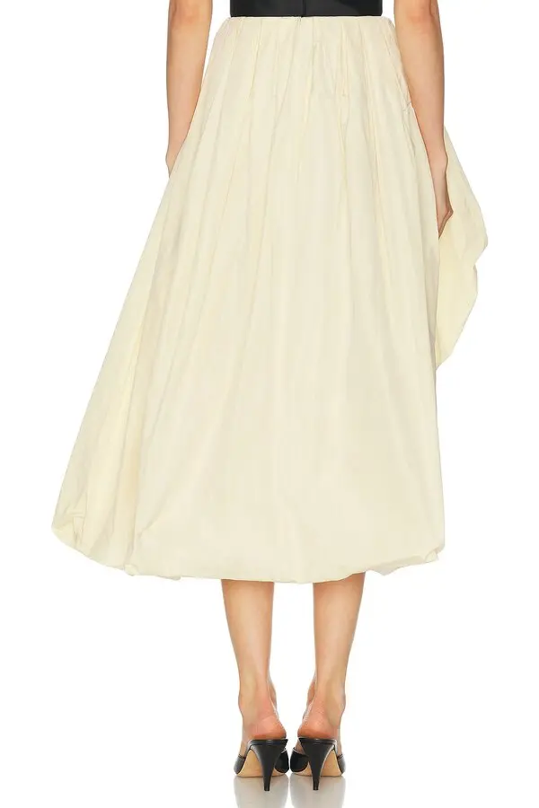 JIL SANDER Asymmetrical Draped Midi Skirt In Cream - Eggshell
