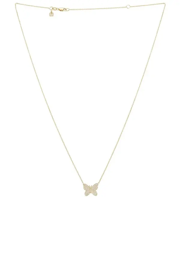 SYDNEY EVAN Pave Butterfly Necklace In Metallic