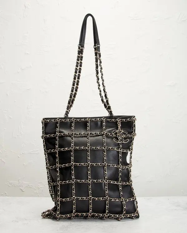 FWRD RENEW Chanel Lambskin Chain Frame Shopping Tote Bag