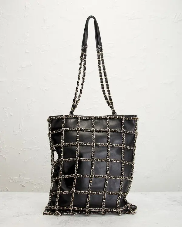 FWRD RENEW Chanel Lambskin Chain Frame Shopping Tote Bag