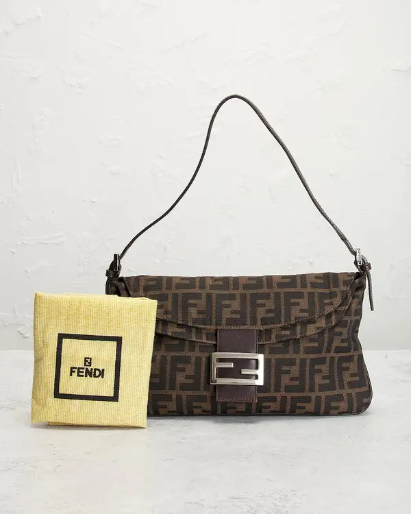 FWRD RENEW Fendi Zucca Baguette Shoulder Bag - Brown
