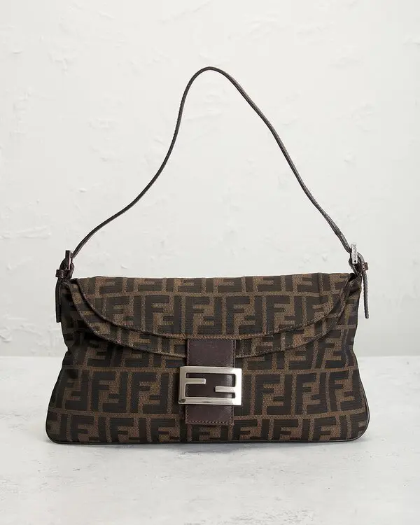 FWRD RENEW Fendi Zucca Baguette Shoulder Bag - Brown