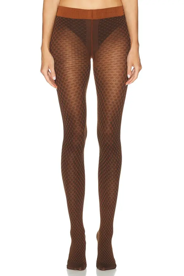 Swedish Stockings Clara Retro Patterned Tights - Bourbon