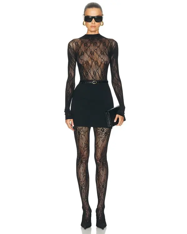 Swedish Stockings Rosa Lace Tights - Black