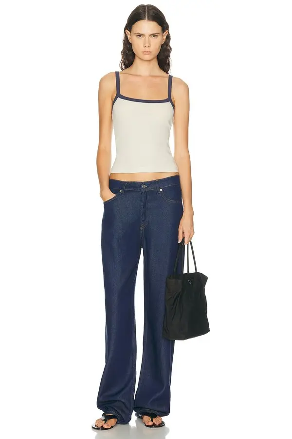GRLFRND Cami Top In Cream - Bone & Navy