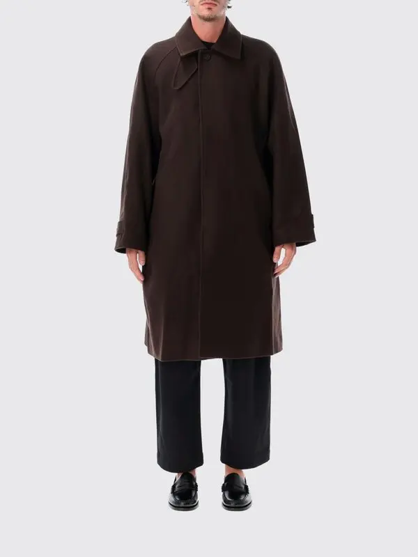 Studio Nicholson Single-breasted Long Wool Coat With Dropped Shoulders