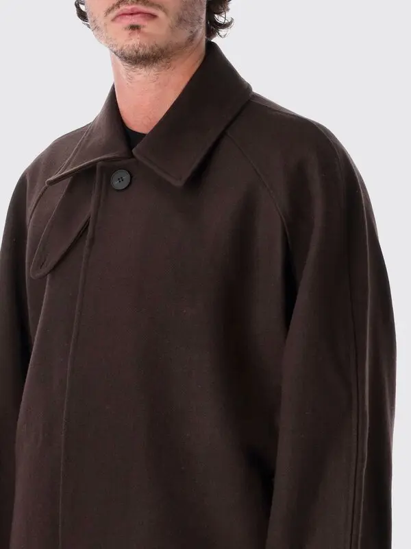 Studio Nicholson Single-breasted Long Wool Coat With Dropped Shoulders