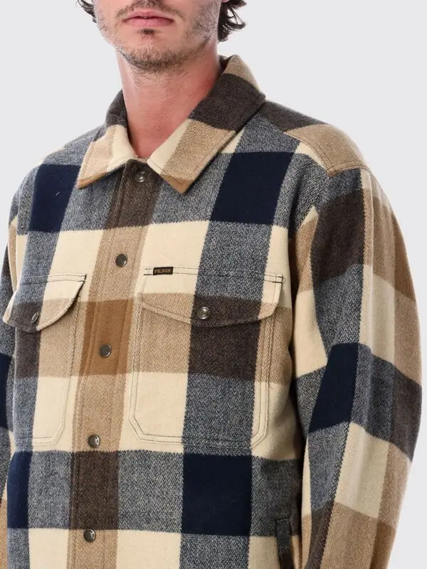 Filson Relaxed Fit Plaid Wool Shirt Jacket With Dropped Shoulders