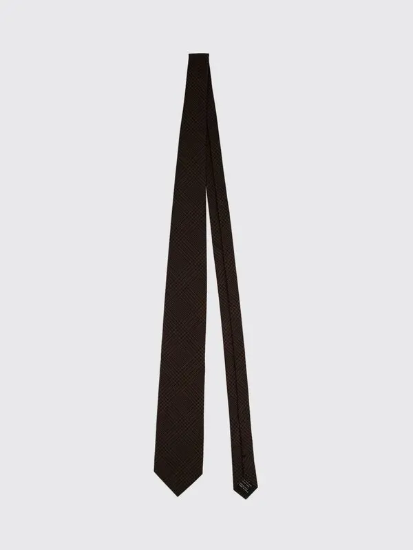 TOM FORD Prince Of Wales Pattern Pure Mulberry Silk Tie - Brown