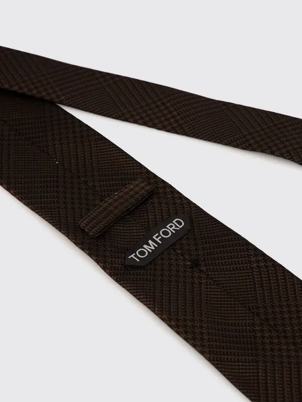 TOM FORD Prince Of Wales Pattern Pure Mulberry Silk Tie - Brown