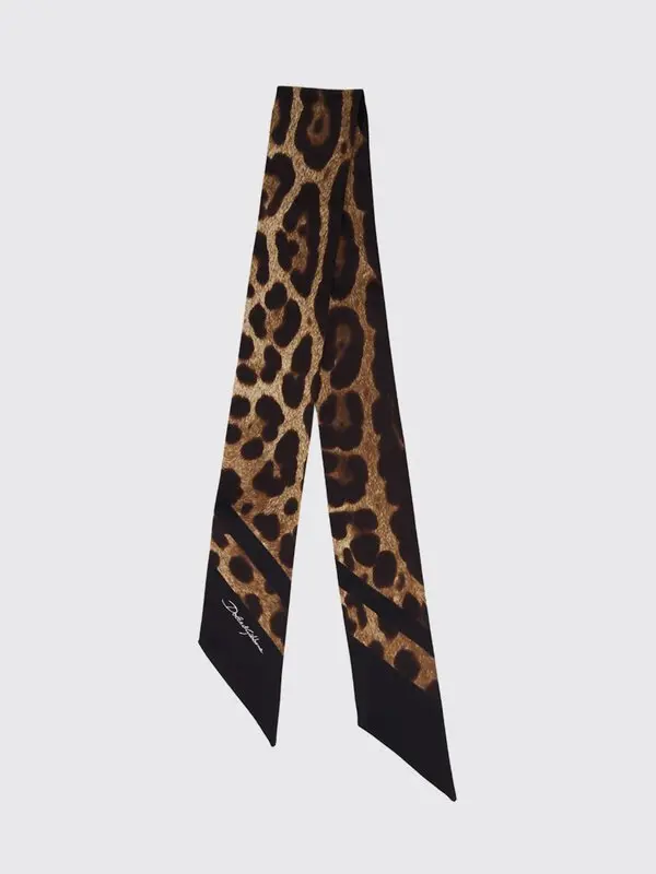 Dolce & Gabbana Animal-print Silk Bandeau Scarf With Logo