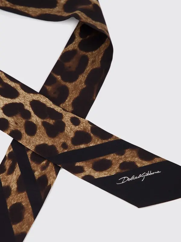 Dolce & Gabbana Animal-print Silk Bandeau Scarf With Logo