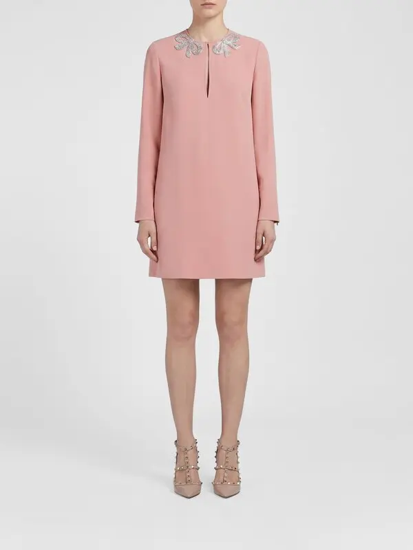 Valentino Garavani Silk Sheath Mini Dress With Sequin Embroidery - Pink