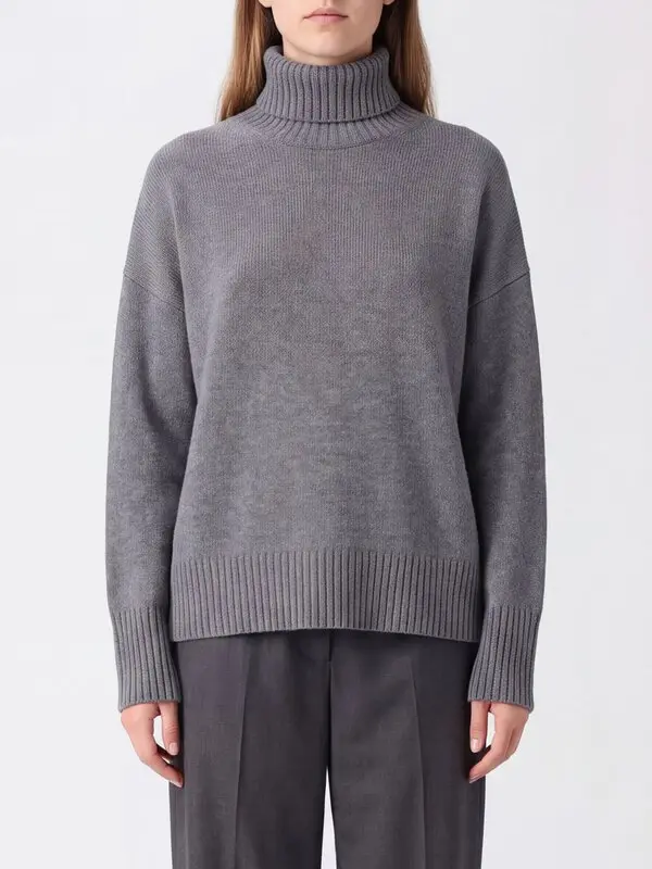 Soeur Merino Wool Turtleneck Jumper With Dropped Shoulders And Ribbed Trims - Grey