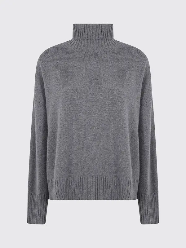 Soeur Merino Wool Turtleneck Jumper With Dropped Shoulders And Ribbed Trims - Grey