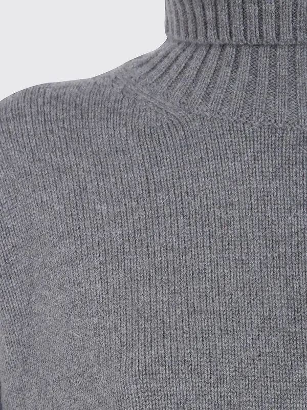 Soeur Merino Wool Turtleneck Jumper With Dropped Shoulders And Ribbed Trims - Grey