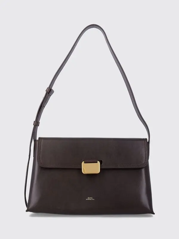 A.p.c. Simone Shoulder Bag In Smooth Cowhide Leather With Adjustable Strap - Brown