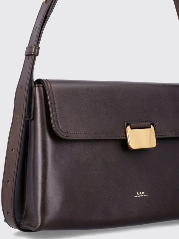 A.p.c. Simone Shoulder Bag In Smooth Cowhide Leather With Adjustable Strap - Brown