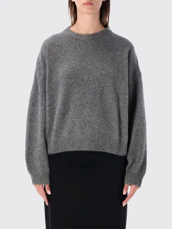 Loulou De Saison Crewneck Jumper In A Wool And Yak Blend With Dropped Shoulders - Charcoal