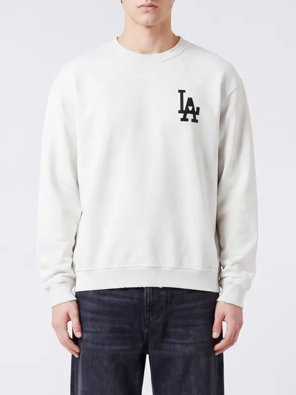 HTC LOS ANGELES Relaxed Fit Contrast Logo Cotton Sweatshirt - White