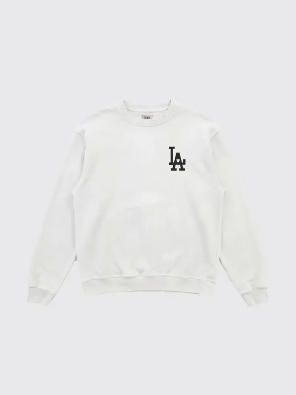 HTC LOS ANGELES Relaxed Fit Contrast Logo Cotton Sweatshirt - White
