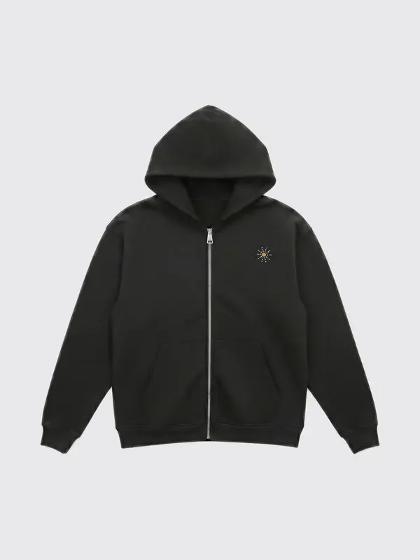 HTC LOS ANGELES Studded Cotton Zip-up Hoodie - Black