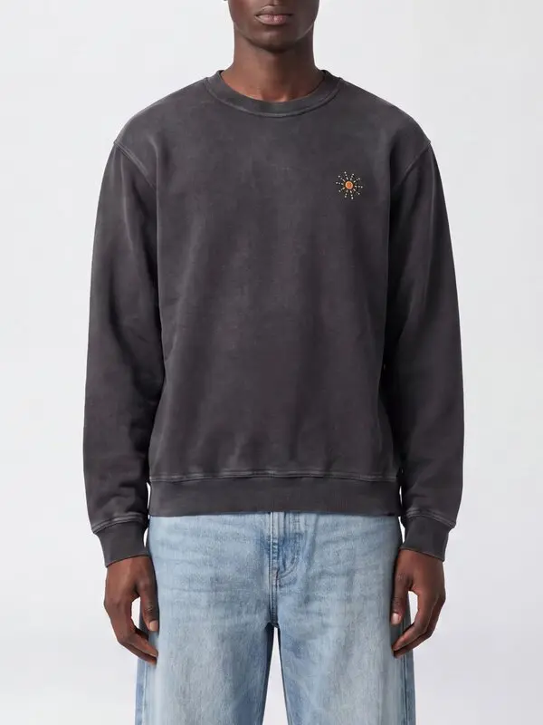 HTC LOS ANGELES Relaxed Fit Studded And Embroidered Cotton Sweatshirt - Black