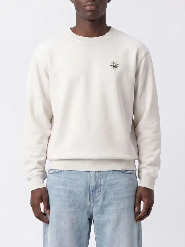 HTC LOS ANGELES Relaxed Fit Studded And Embroidered Cotton Sweatshirt - White