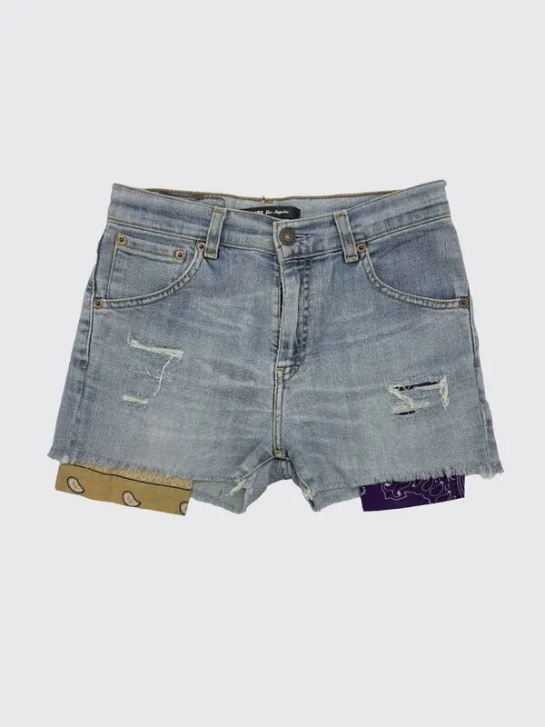 HTC LOS ANGELES Mid-rise Distressed Shorts With Bandana Detail