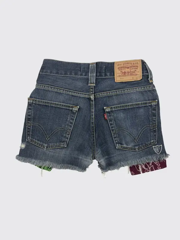HTC LOS ANGELES High-waisted Studded Shorts With Frayed Hem