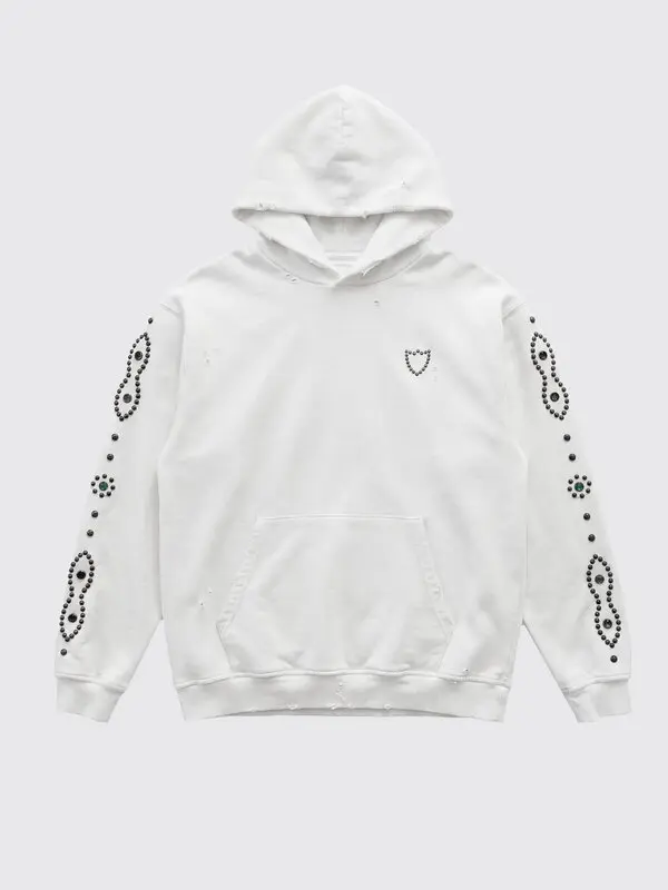 HTC LOS ANGELES Oversized Studded Cotton Hoodie With Embroidery