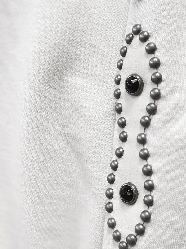 HTC LOS ANGELES Oversized Studded Cotton Hoodie With Embroidery