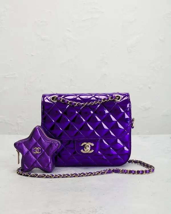 FWRD RENEW Chanel Patent Mini Hollywood Boulevard Flap Bag