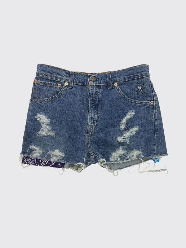 HTC LOS ANGELES High-waisted Distressed Shorts With Raw Hem