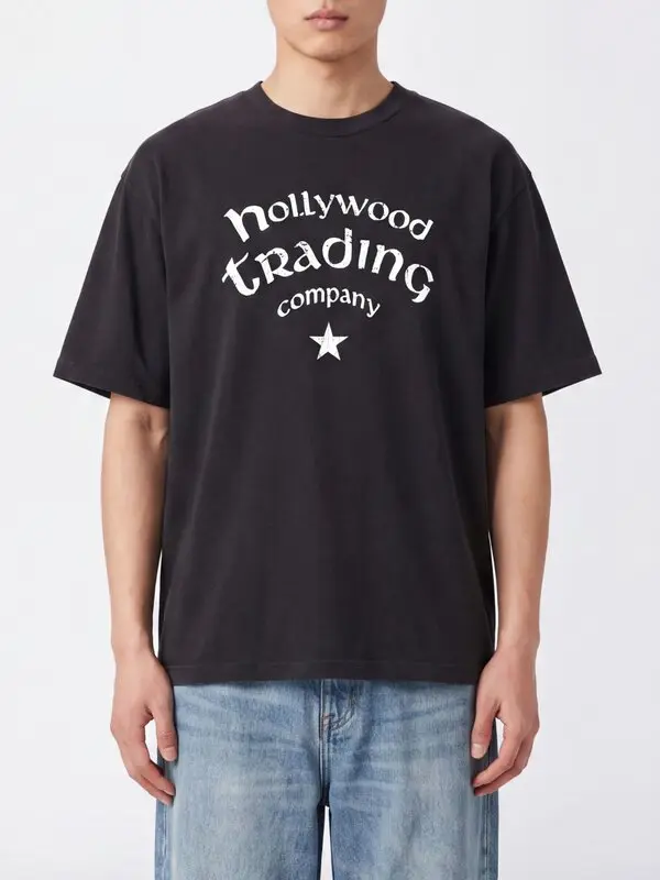 HTC LOS ANGELES Oversized Cotton Logo-print T-shirt With Dropped Shoulders