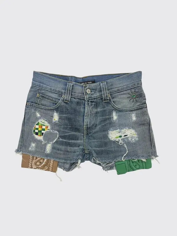HTC LOS ANGELES Low-rise Studded Shorts With Frayed Hem