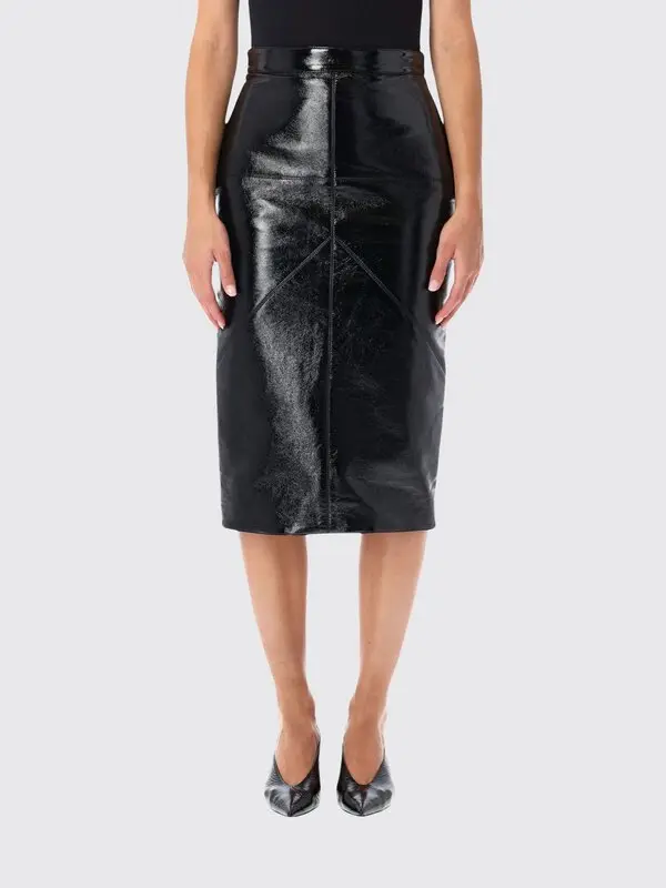 LANVIN High-waisted Coated Cotton Long Pencil Skirt With Back Slit