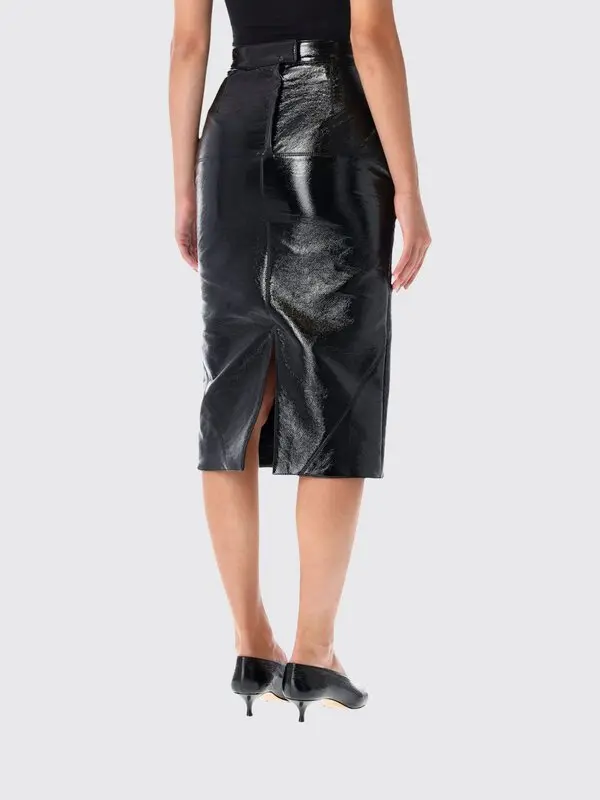 LANVIN High-waisted Coated Cotton Long Pencil Skirt With Back Slit