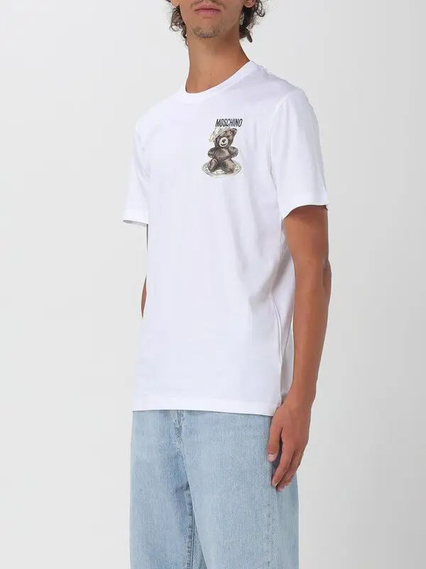 Moschino Cotton Crewneck T-shirt With Logo And Teddy Bear Print - White