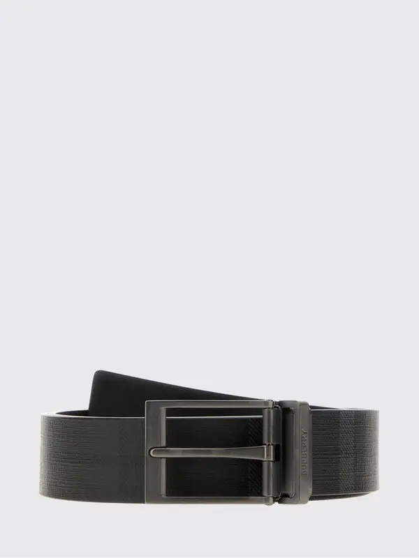 Burberry Adjustable Check Coated-cotton Belt With Engraved Buckle - Black