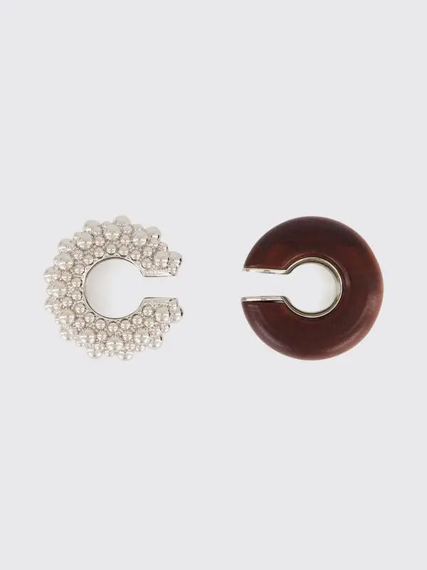 Rabanne Brass And Wood Ear Cuff With Bead Application