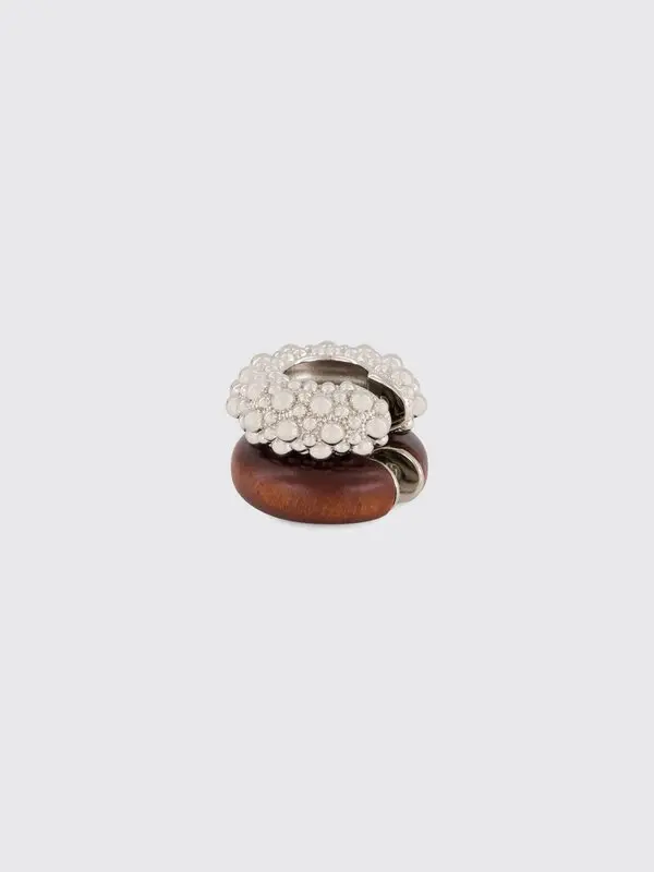 Rabanne Brass And Wood Ear Cuff With Bead Application