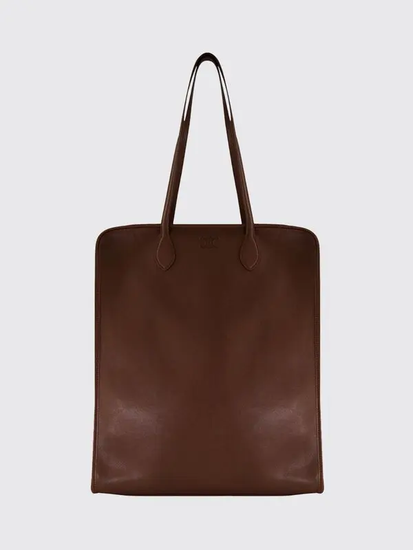 Celine The Vertical Smooth Lambskin Tote Bag With Double Handles And Logo - Orange