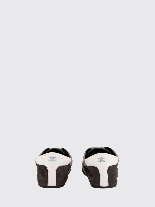 Celine Low Top Sneakers In Leather And Suede With Bicolour Design And Perforated Toe