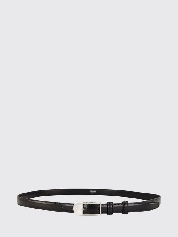 Celine Smooth Cowhide Leather Belt With Triomphe Pin Buckle - Black